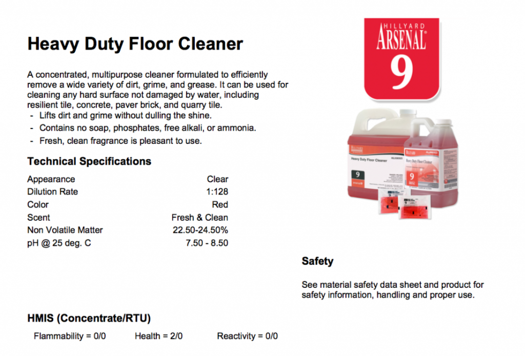 Hillyard Arsenal One Heavy Duty Floor Cleaner HIL0080925