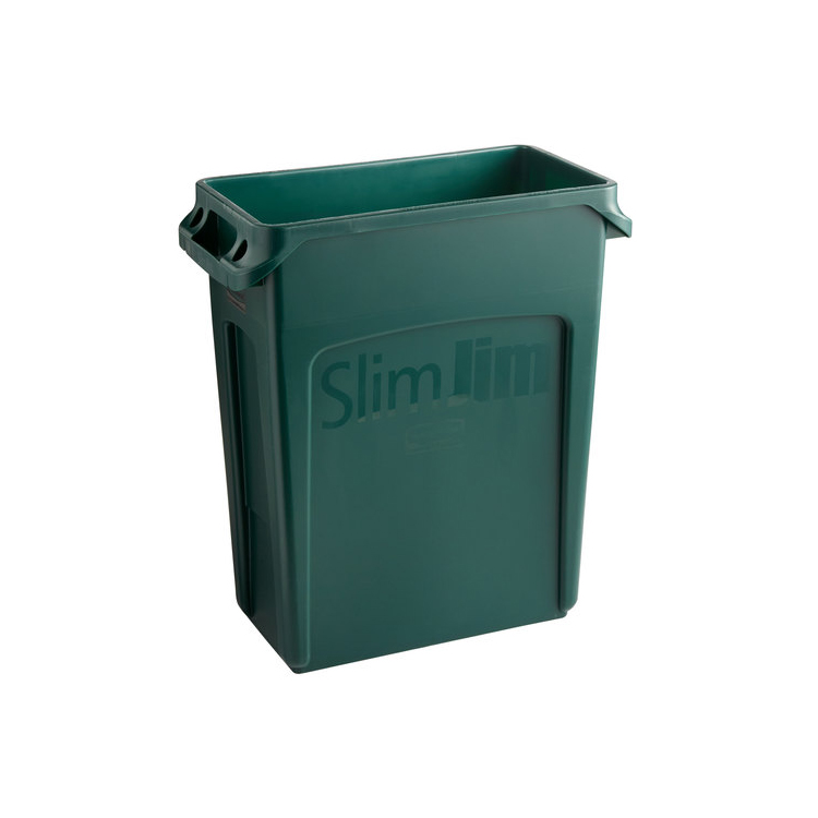 Rubbermaid 1955960 Green 16 Gallon Slim Jim Waste Container w/ Venting ...